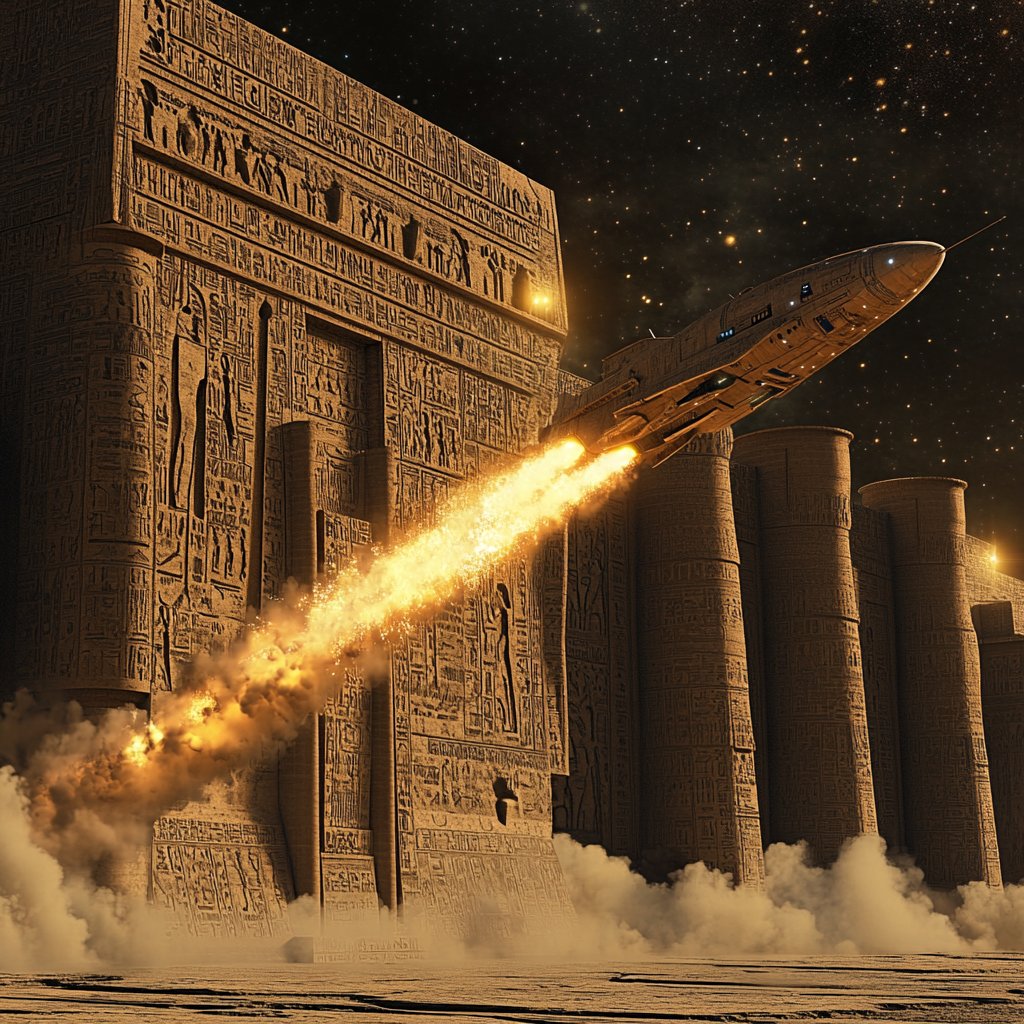 Ancient Egyptian spaceship launch --v 6.1 Fanart