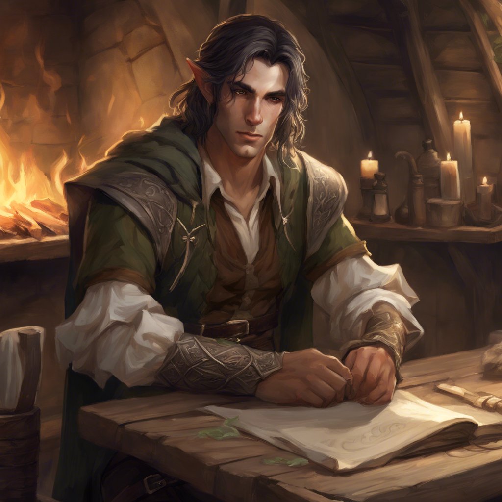 Male high elf sitting in a Fanart
