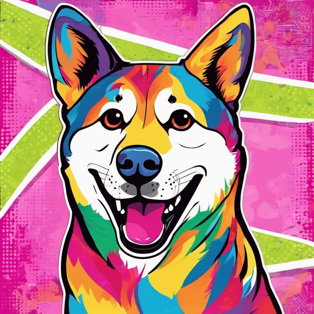 Happy Shibu inu colourful with wide Fanart