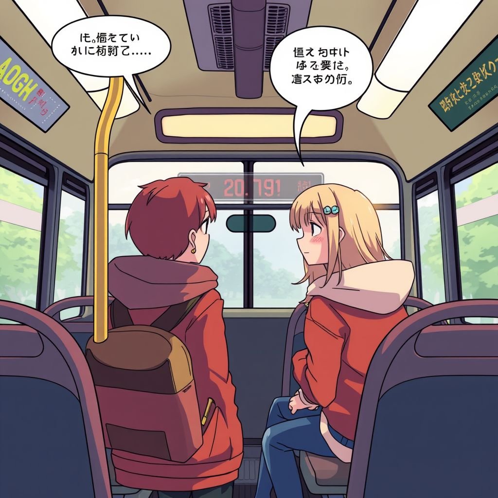 Inside the bus scene for character Fanart