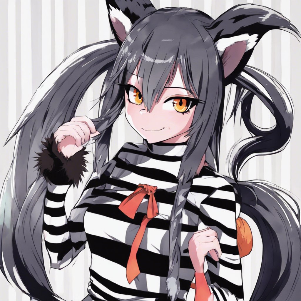 Skunk furry girl striped tail Fanart