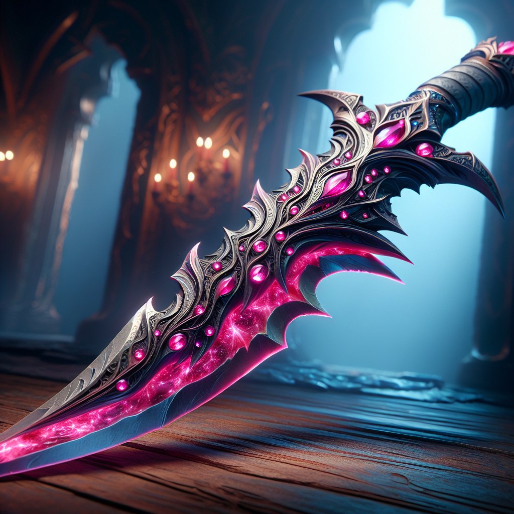 Long Jagged pink jeweled knife Fanart