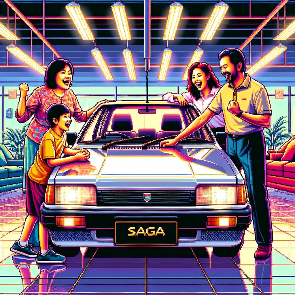 Old proton saga in car showroom Fanart