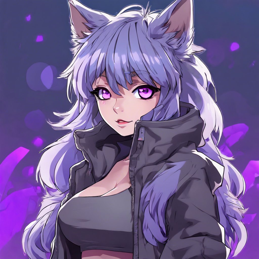 Furry grey girl wolf with eyes | Fanart