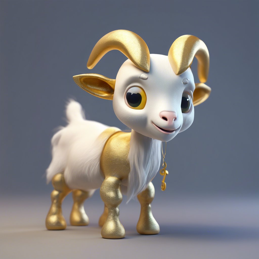 Mischievous gold goat chewing its tail | Fanart