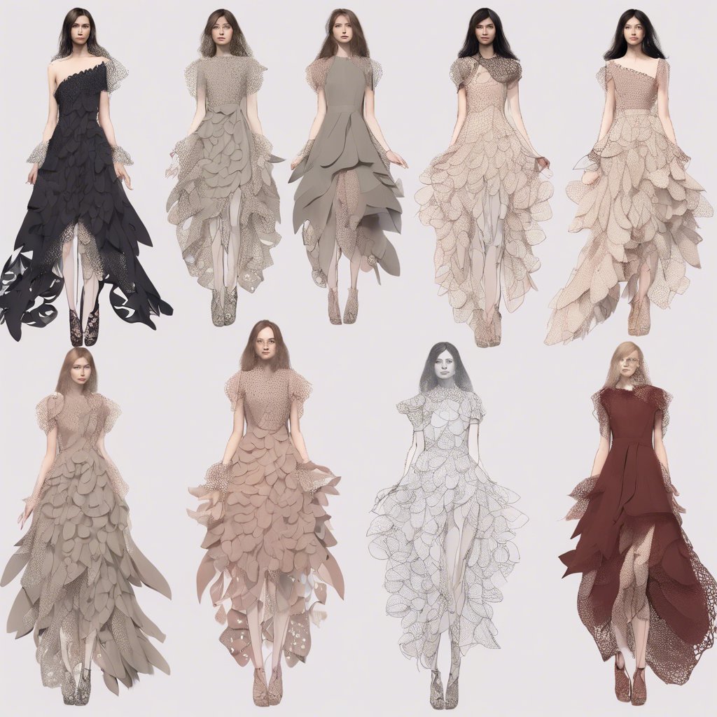 Petal inspired dress designs with flowing Fanart