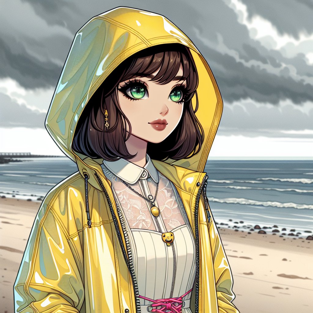 Anime Girl Yellow Raincoat: An anime Fanart