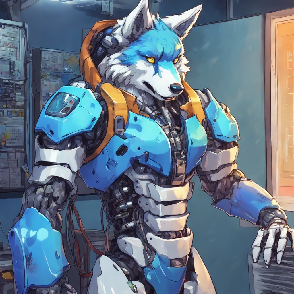 Blue wolf fursuit putting on a | Fanart