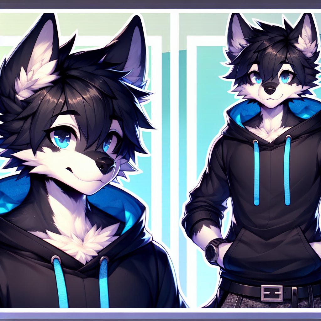 Black cute male wolf with black | Fanart