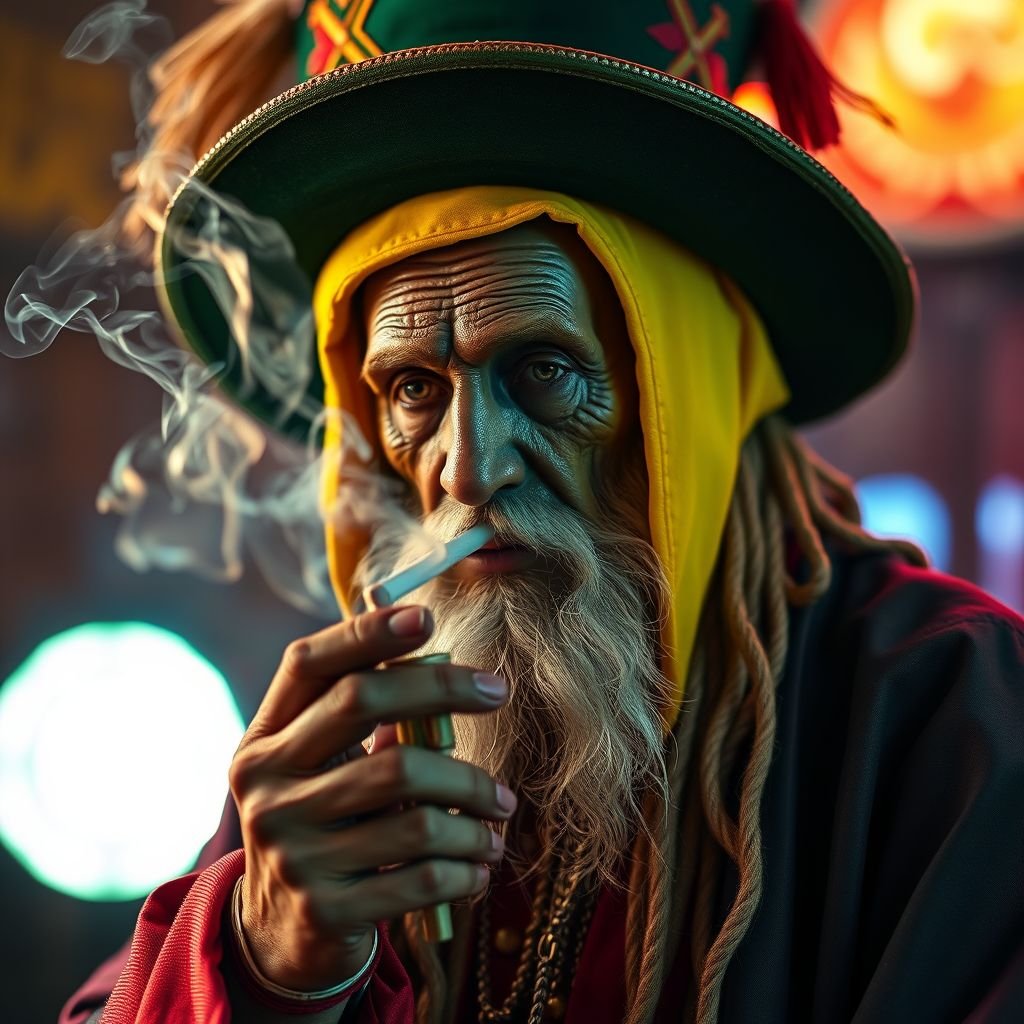 Smoking pope with Rasta Fanart