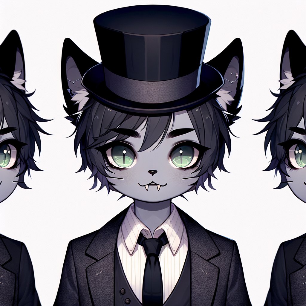 Male cat anthro with gray skin, Fanart