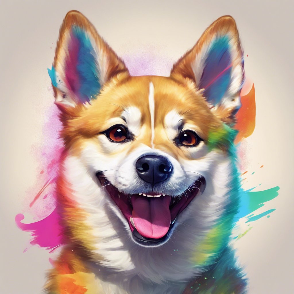 A colourful happy wide eyed Shibu Fanart