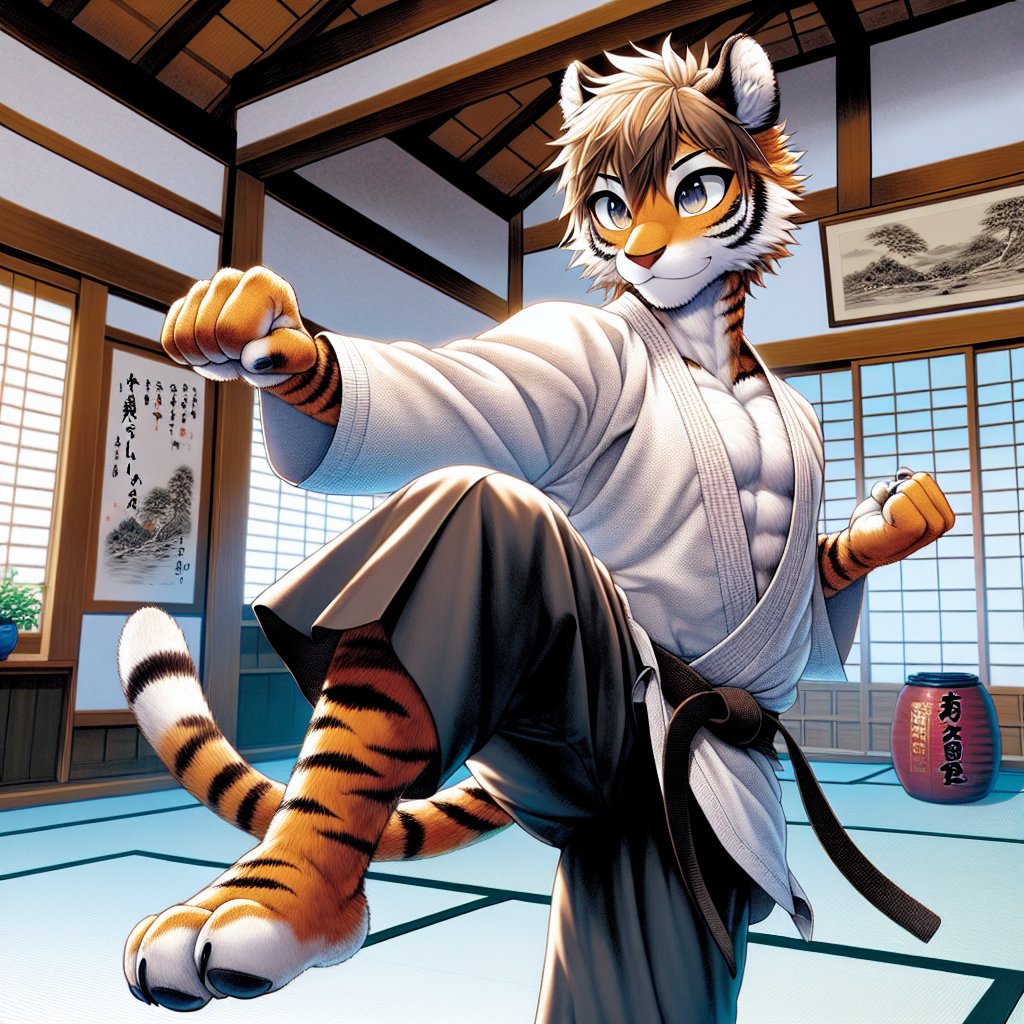 Karate female anthropomorph Tiger, training in | Fanart