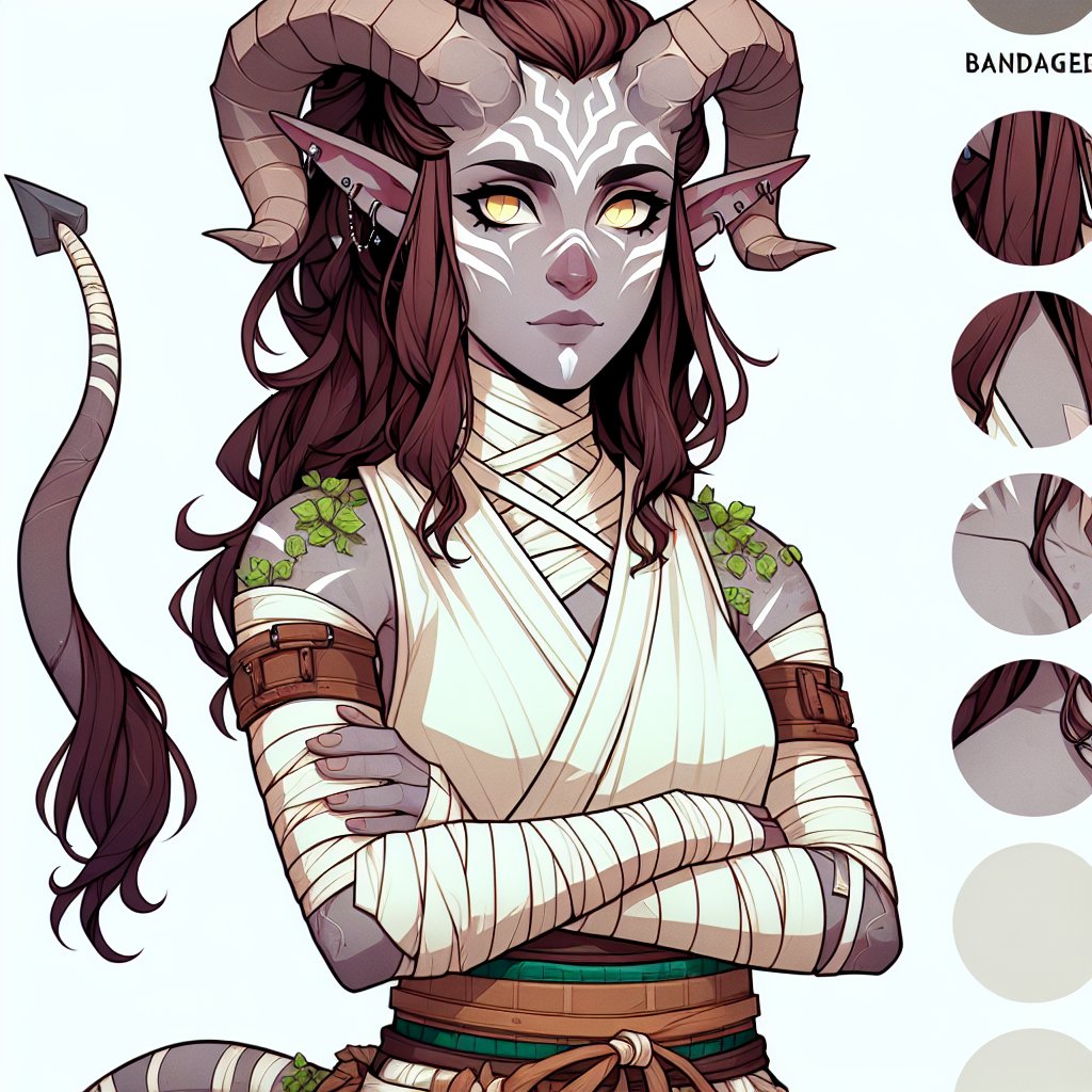 Female tiefling monk bandaged | Fanart