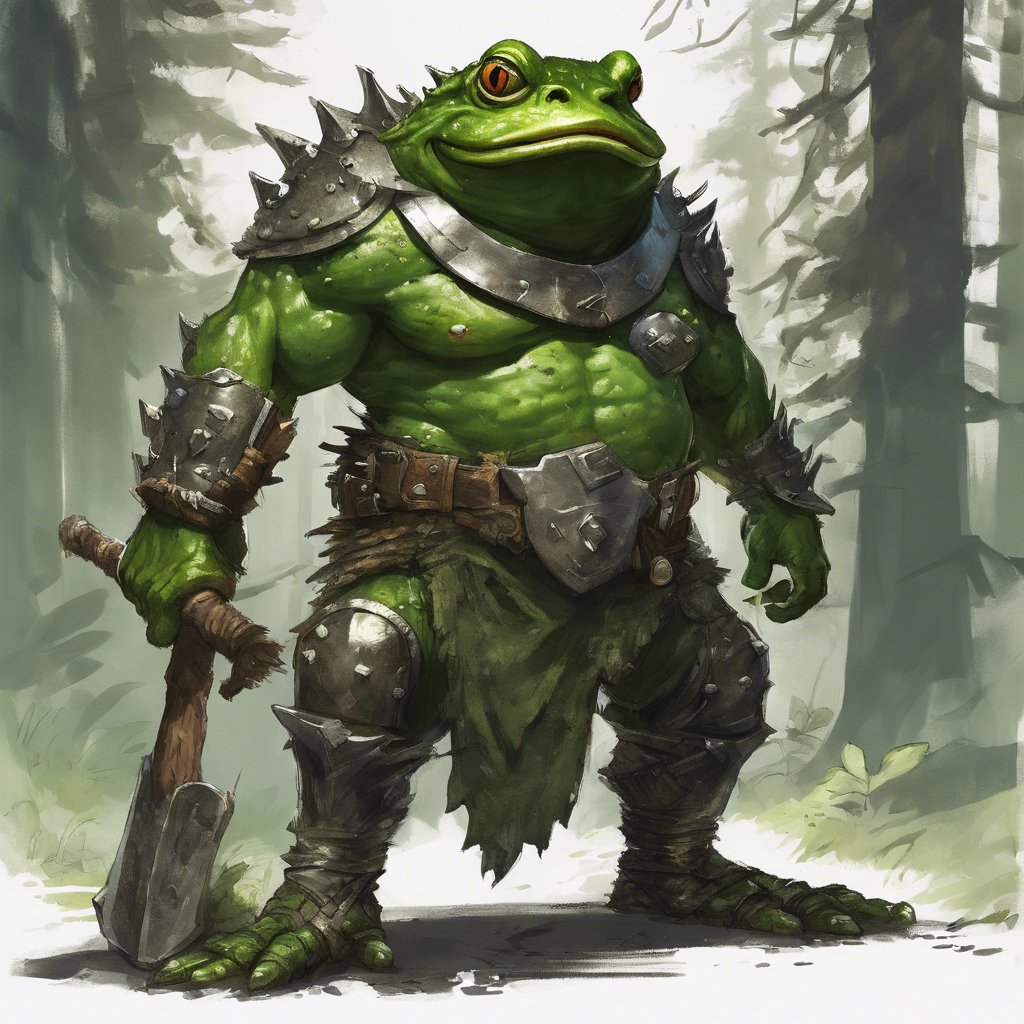 A large green frogman dressed in Fanart