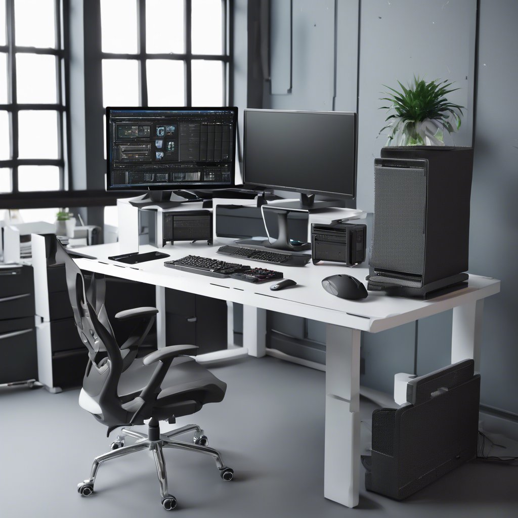 Workstation with Monitor and Keyboard the Fanart