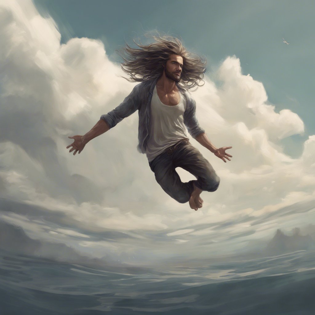 Relaxed male floating with long hair Fanart