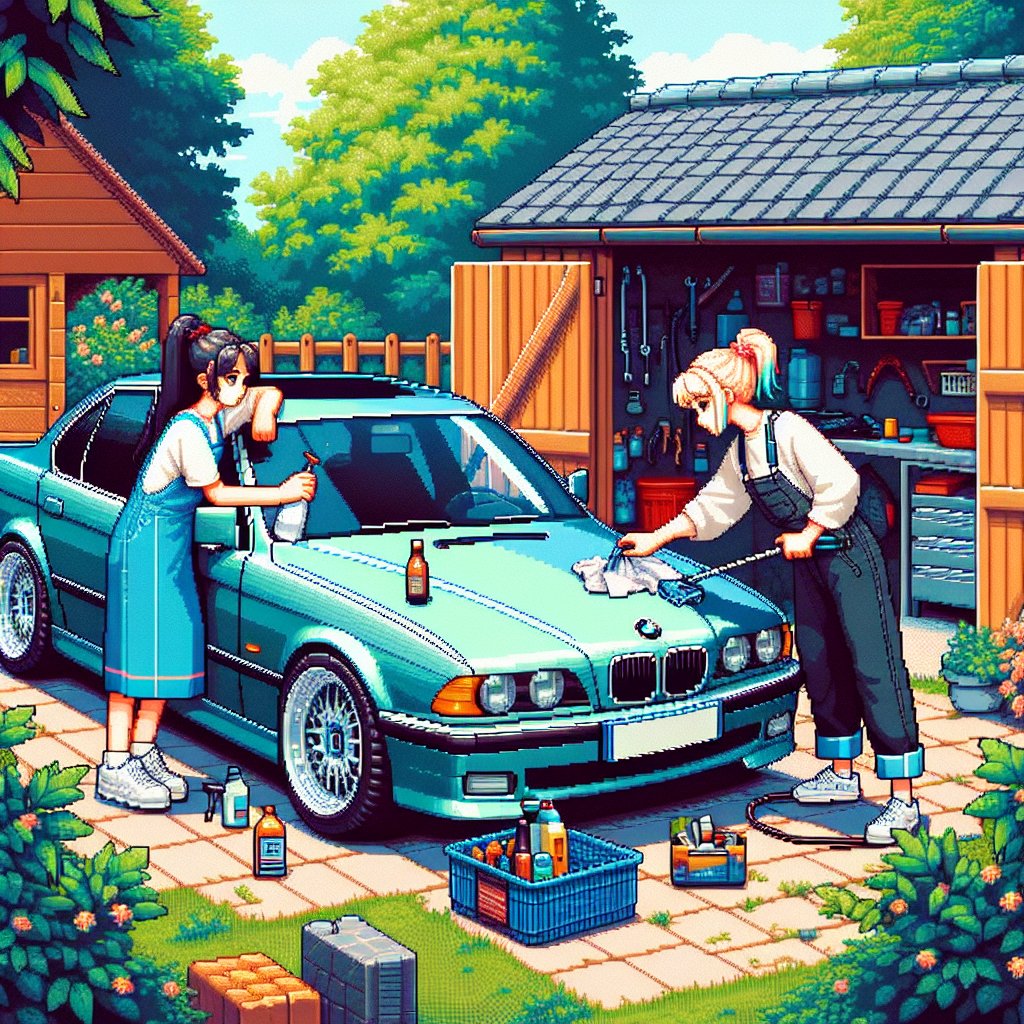 Abime girls cleaning a bmw e39 | Fanart