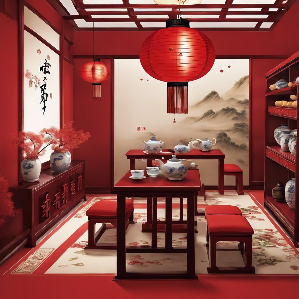 A traditional Chinese tea room with Fanart