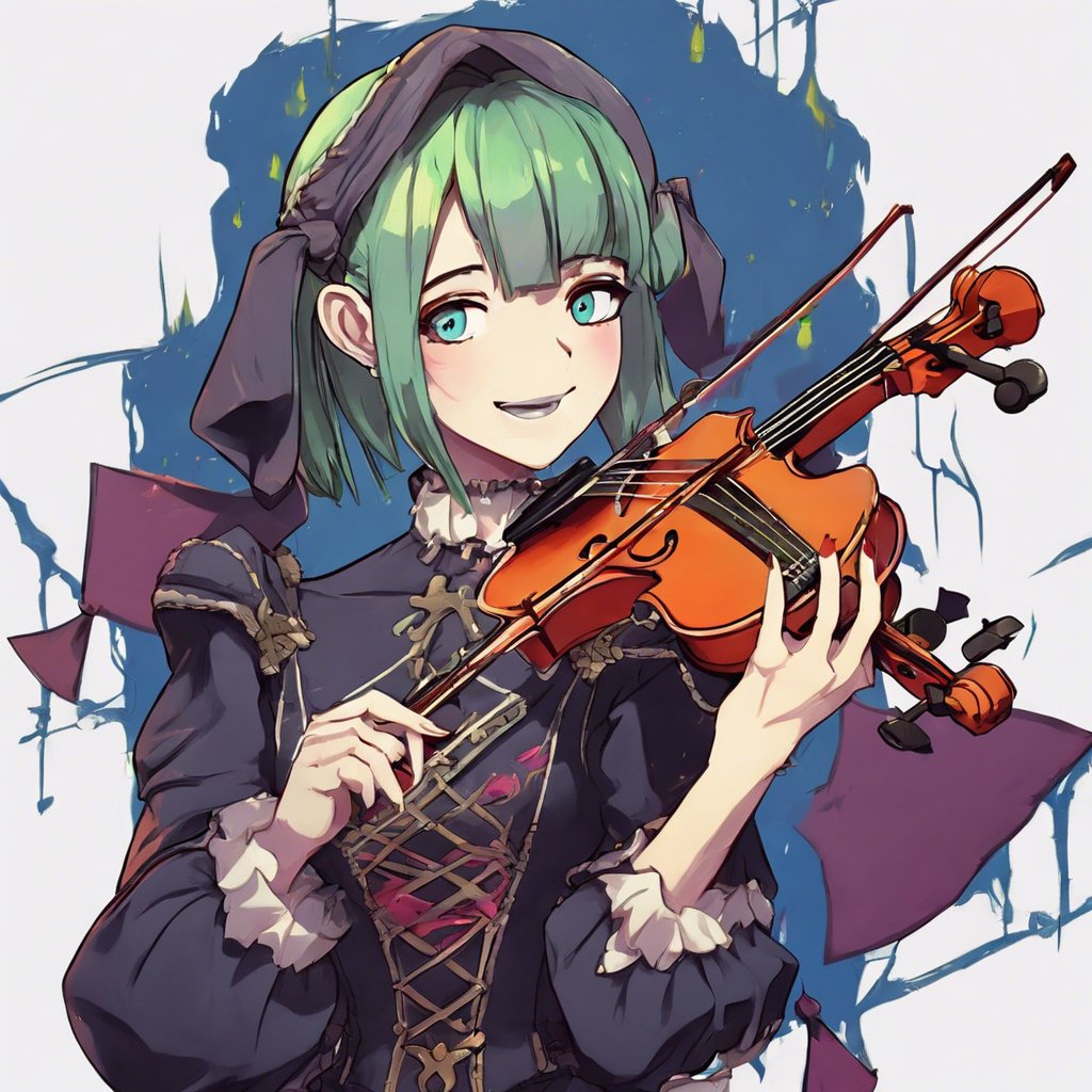A cheerful girl Frankenstein holding a Fanart