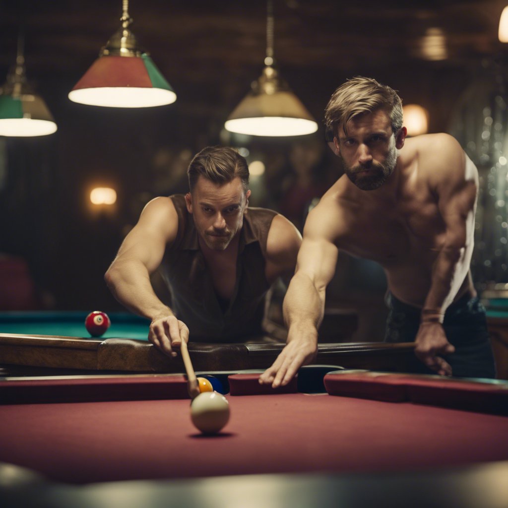 2 shirtless guys playing pool Fanart