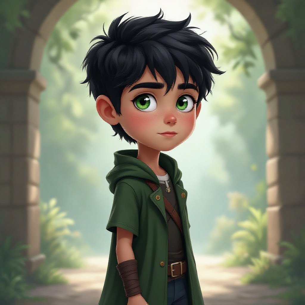 Percy Jackson green eyes black hair Fanart