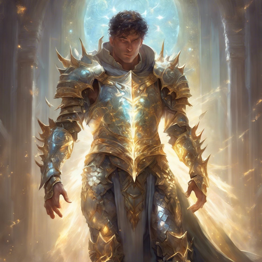 Male cleric wearing glowing spiked full Fanart