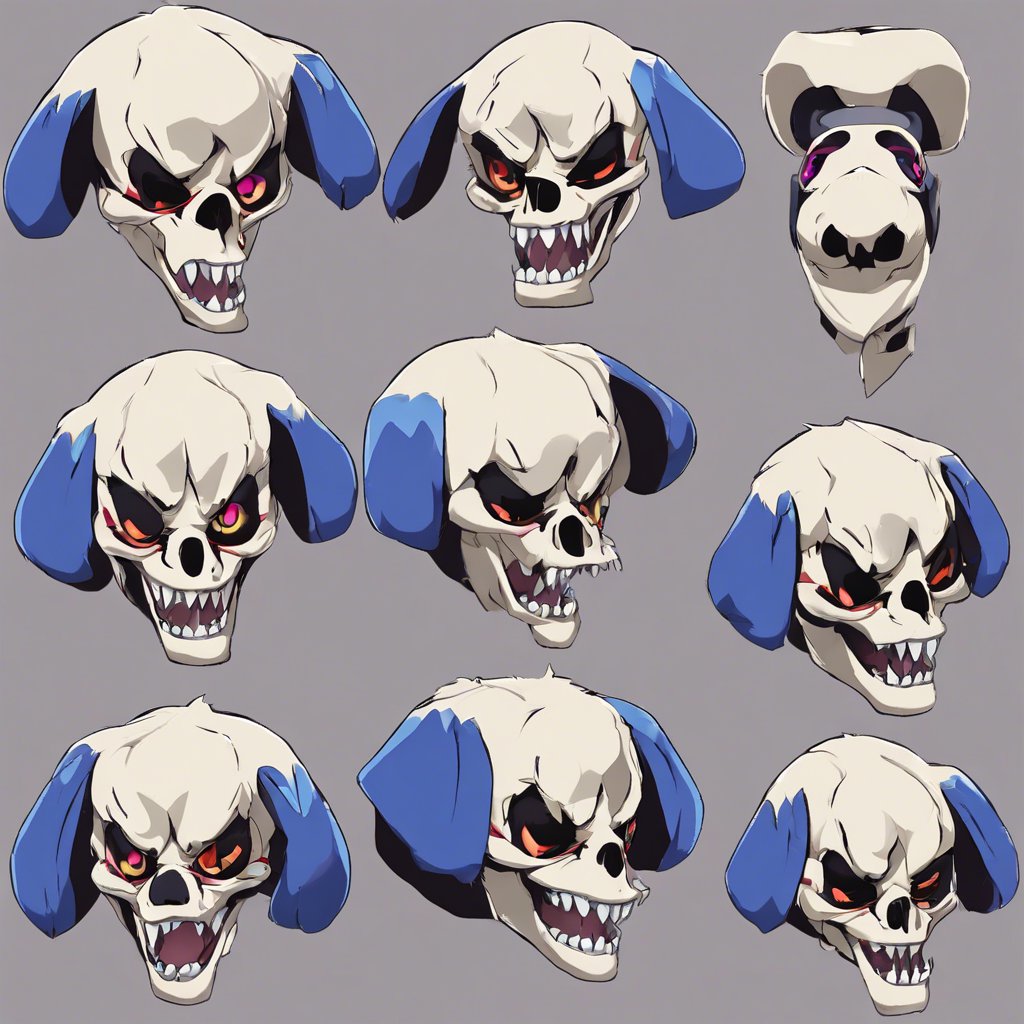 Anthropomorphic skull dog fursuit multiple angles | Fanart