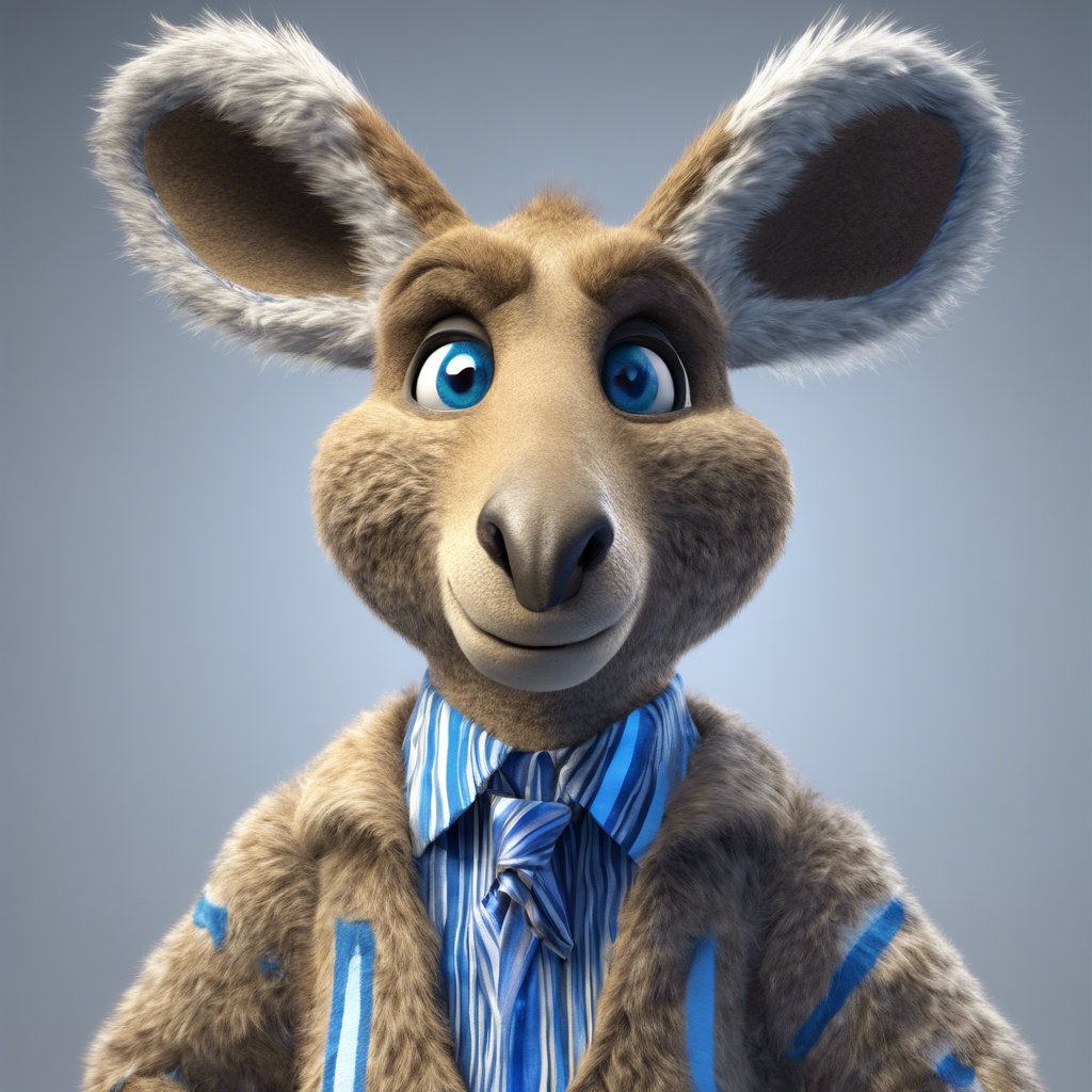 Anthropomorphic kangaroo man with blue fur Fanart