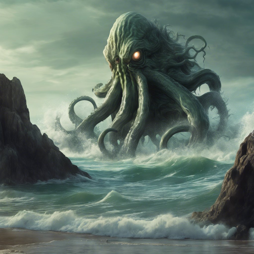 A Cthulhu inspired sea monster arising Fanart
