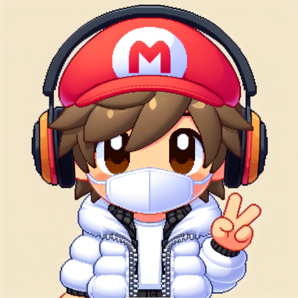 A Mario gamer with headphones and Fanart