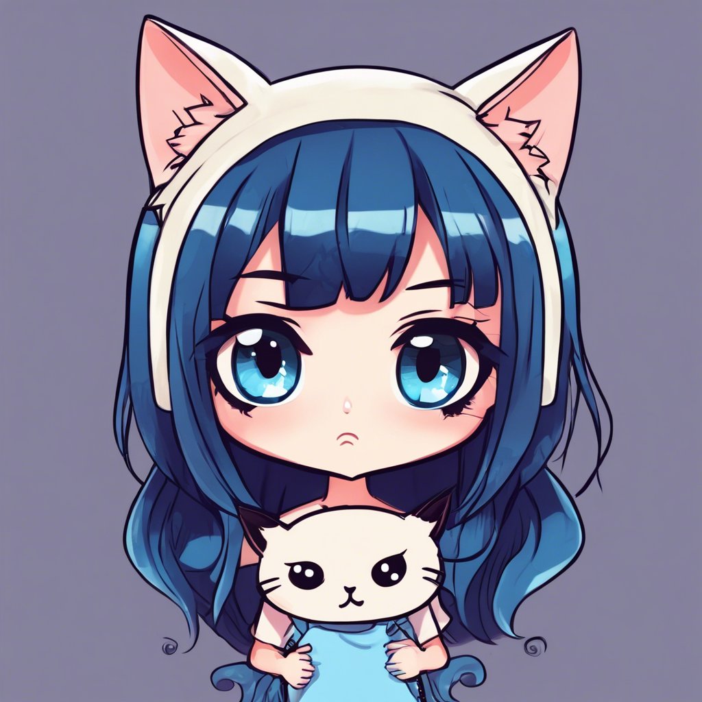 scared girl with black hair blue Fanart