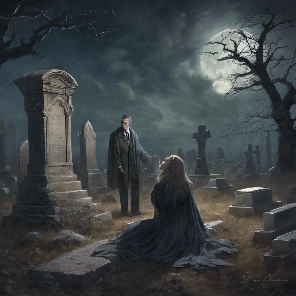 Cemetery at night, full moon, open | Fanart