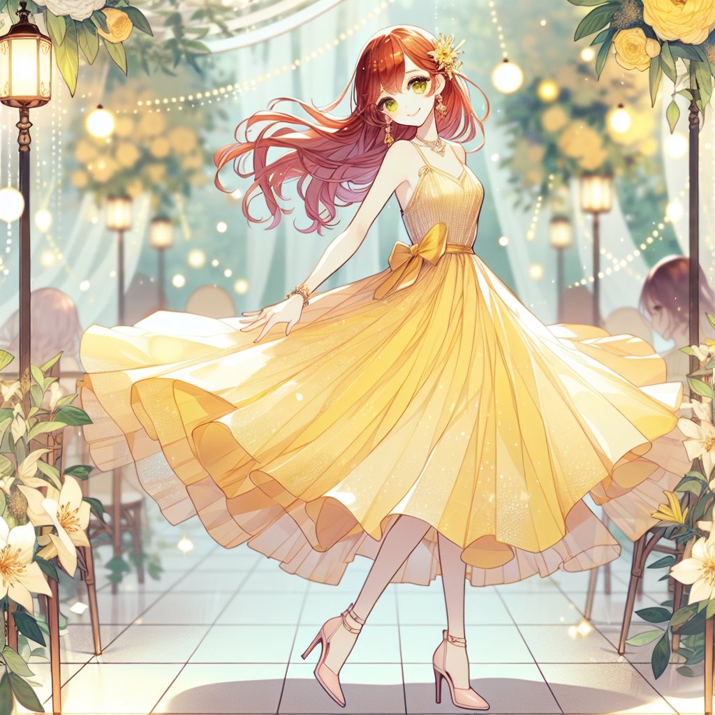 Anime Girl Yellow Dress: Anime girl Fanart