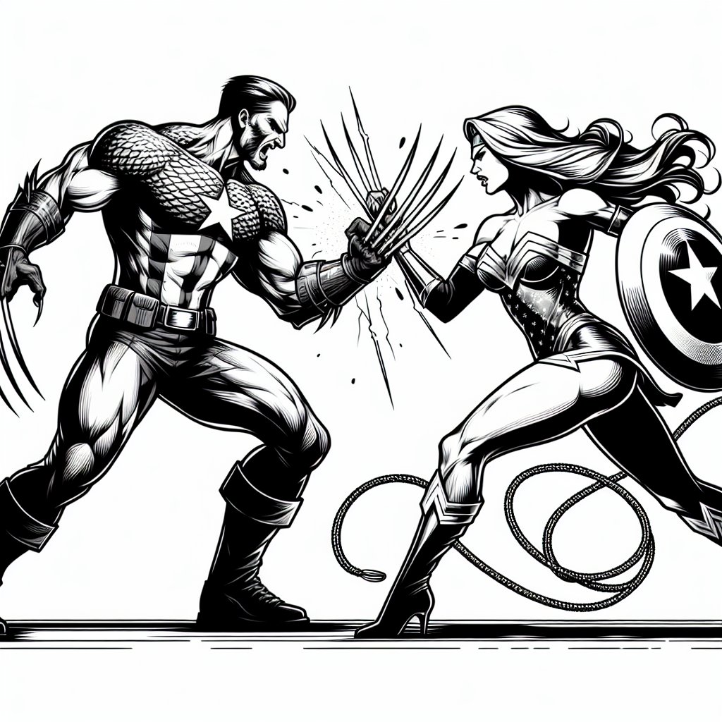 Wolverine vs Wonder Woman Fanart