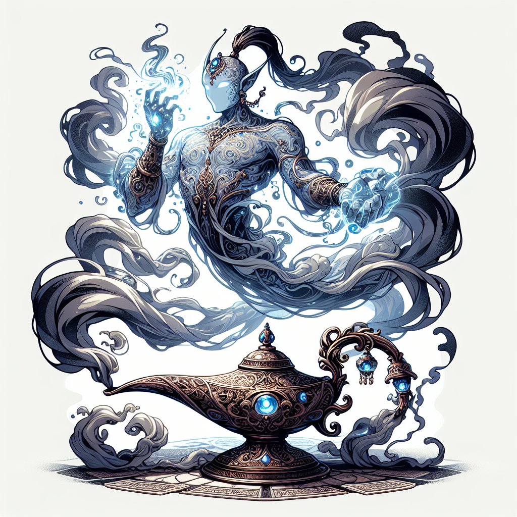 A mystical genie emerging from an Fanart