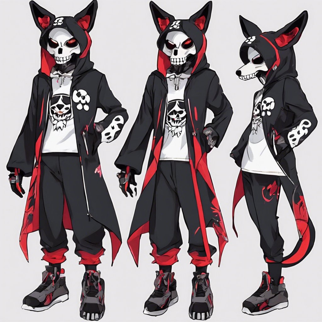 skull dog fursuit at multiple angles | Fanart