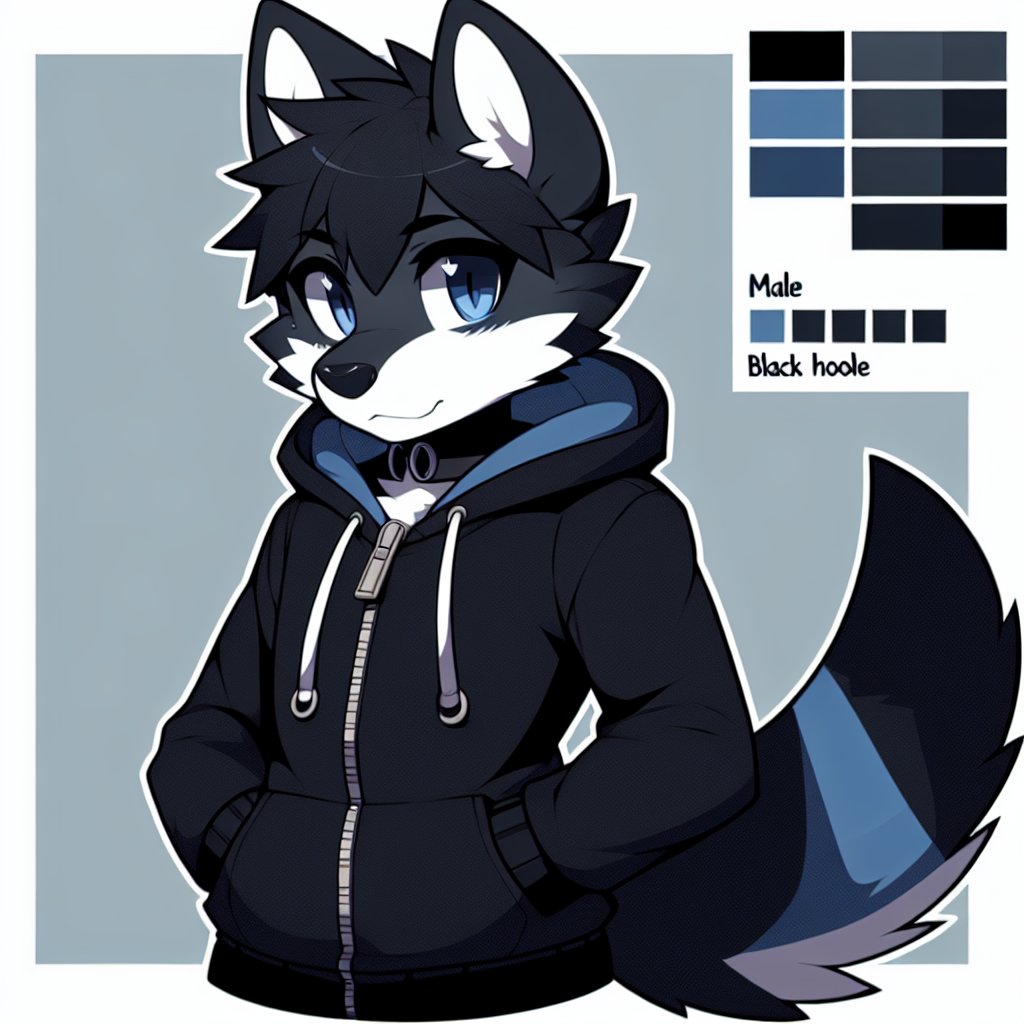 Cute black male wolf with black | Fanart