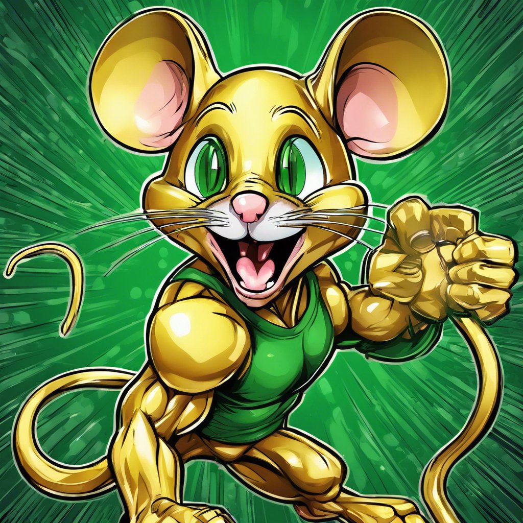 A muscular shiny gold mouse with | Fanart