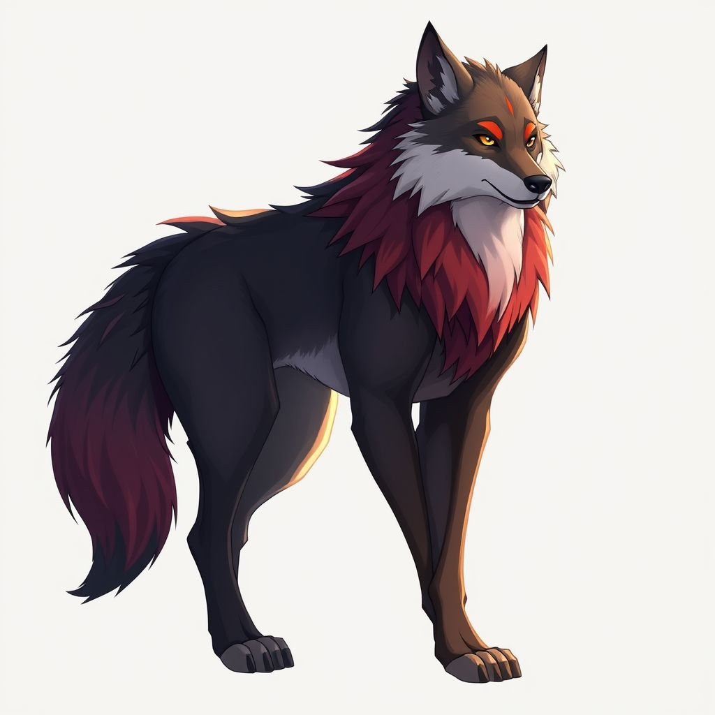 Tall masculine colorful wolf | Fanart